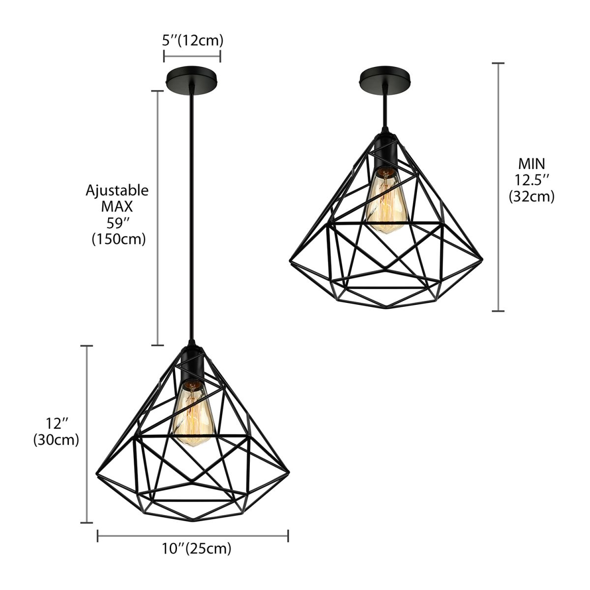 Open Cage Metallic Hanging Ceiling Light Retro Loft 1 Head Dining Room ...