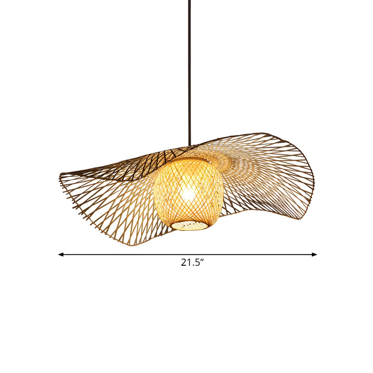 21.5" Wide Rustic 1-Light Ceiling Drop Light with Woven Rattan Brown ...