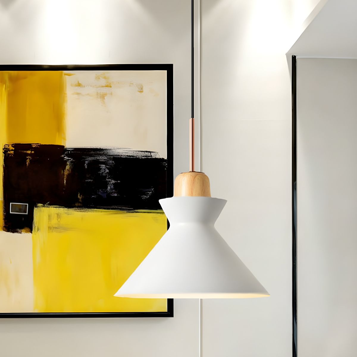 Nordic Stylish Conic Hanging Lamp 1 Bulb Metal and Wood Pendant ...