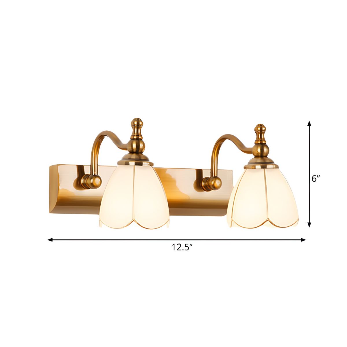 Flower Ivory Glass Vanity Light Colonial Style 2-Bulb Bathroom Wall ...