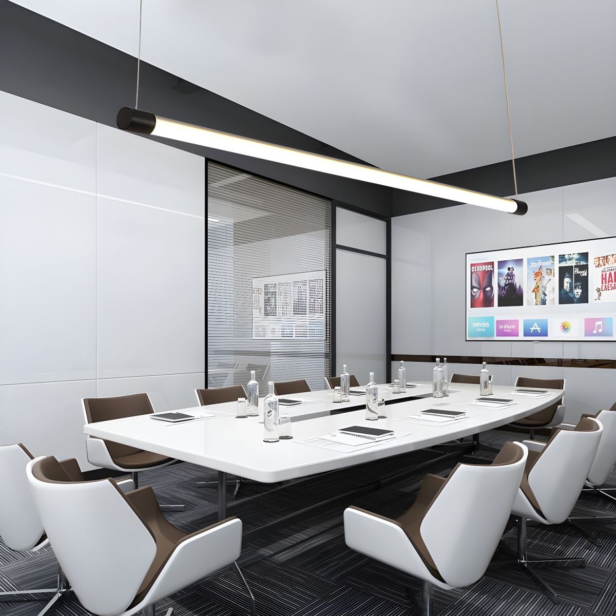 47 Inches Length Round Tube LED Island Light Modern Minimalism Long Bar ...