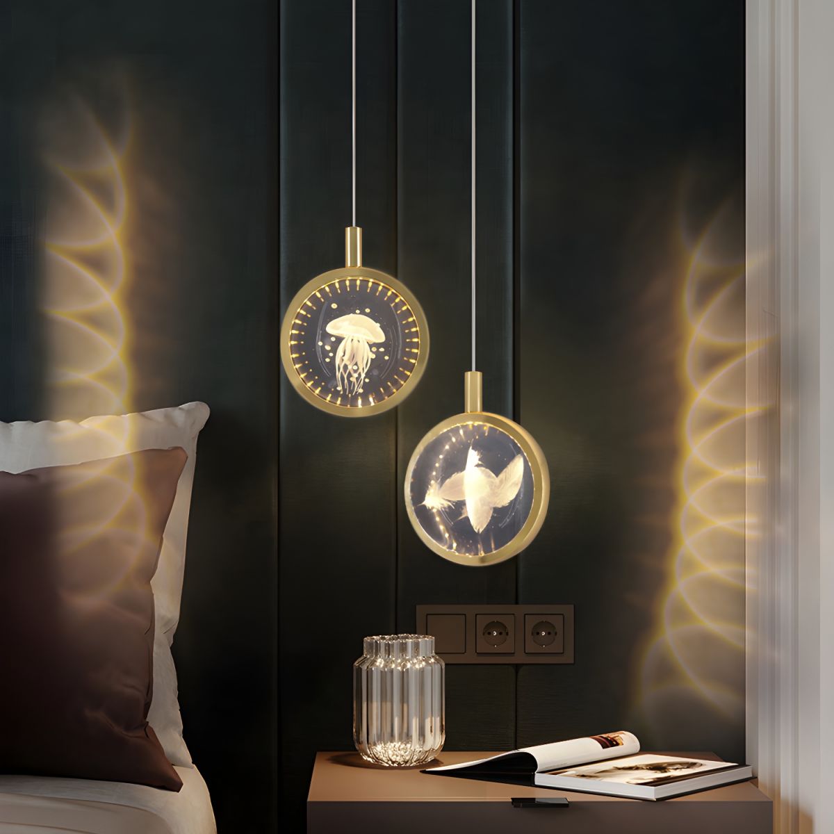 Gold Round LED Pendulum Light Novelty Simple Crystal Pendant Light for ...