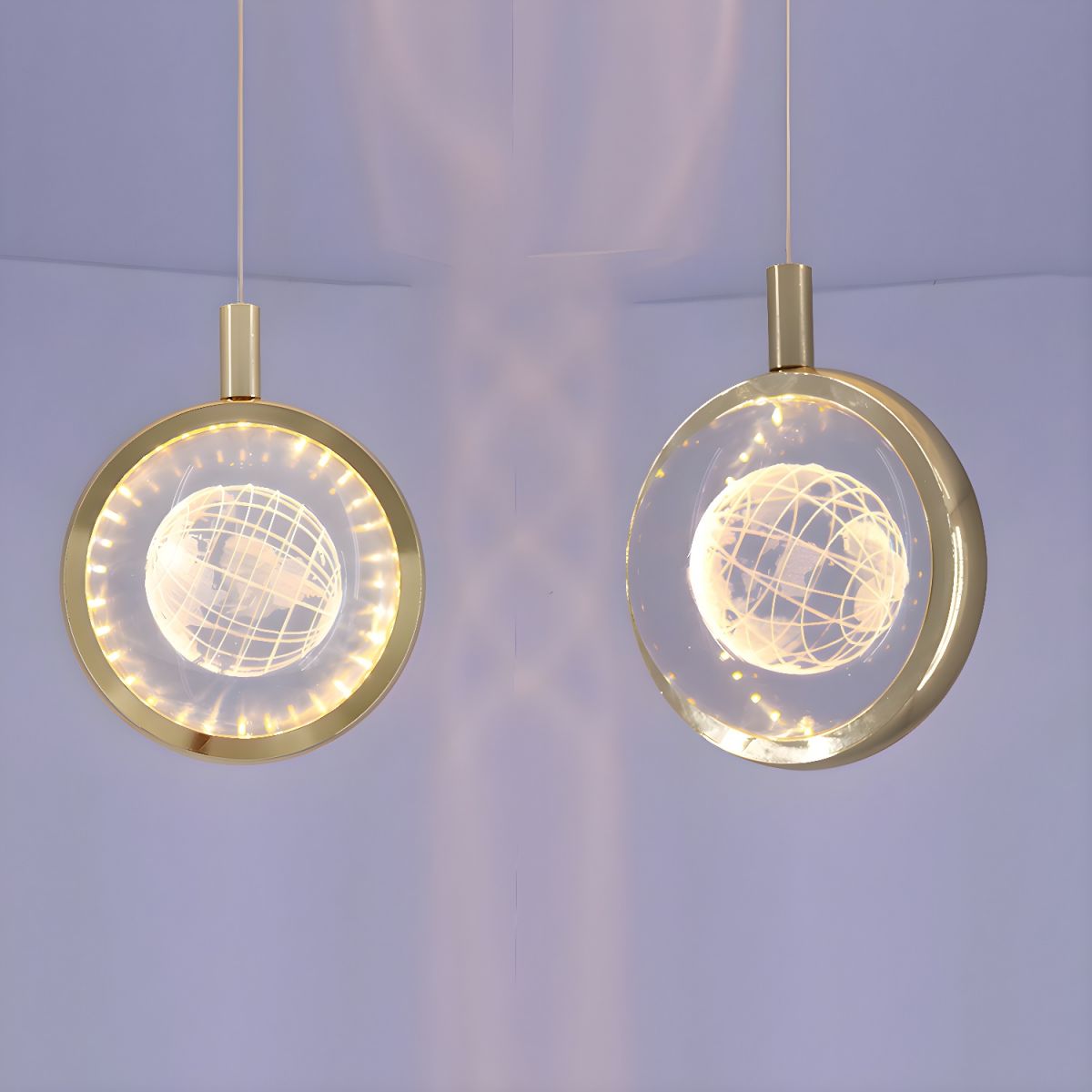 Gold Round LED Pendulum Light Novelty Simple Crystal Pendant Light for ...