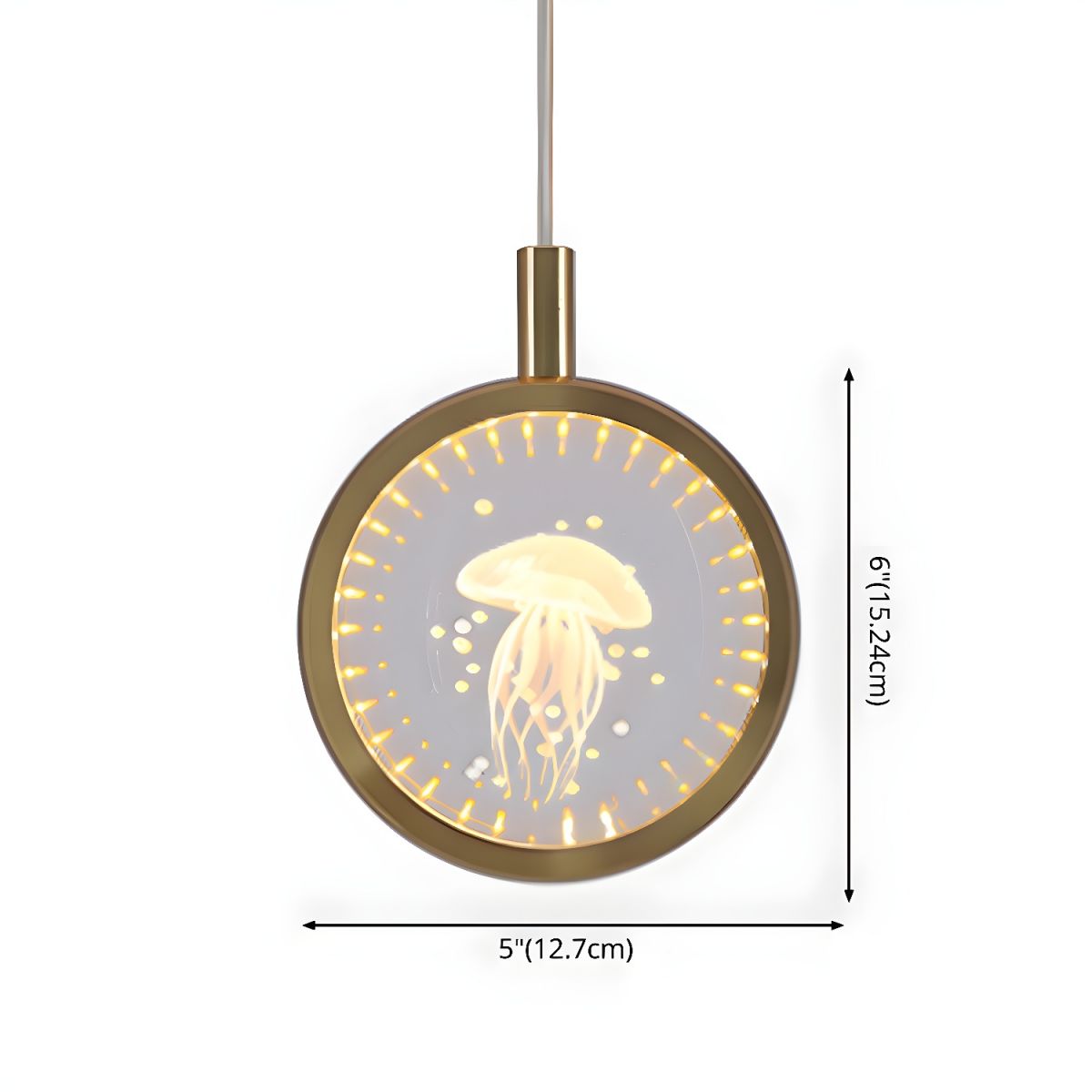 Gold Round LED Pendulum Light Novelty Simple Crystal Pendant Light for ...
