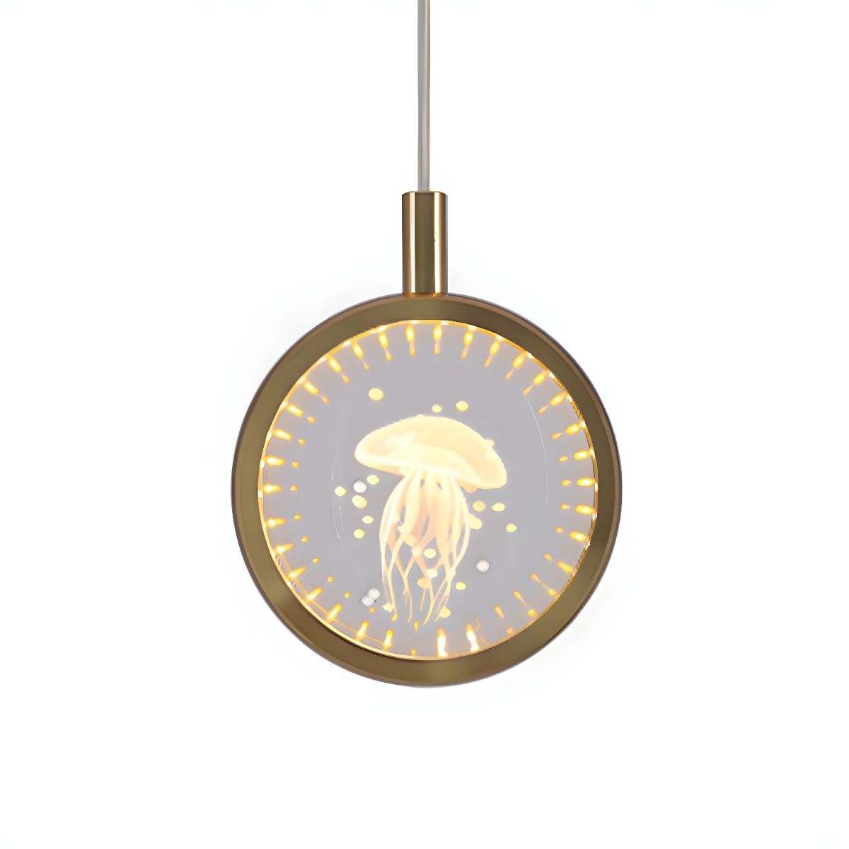 Gold Round LED Pendulum Light Novelty Simple Crystal Pendant Light for ...