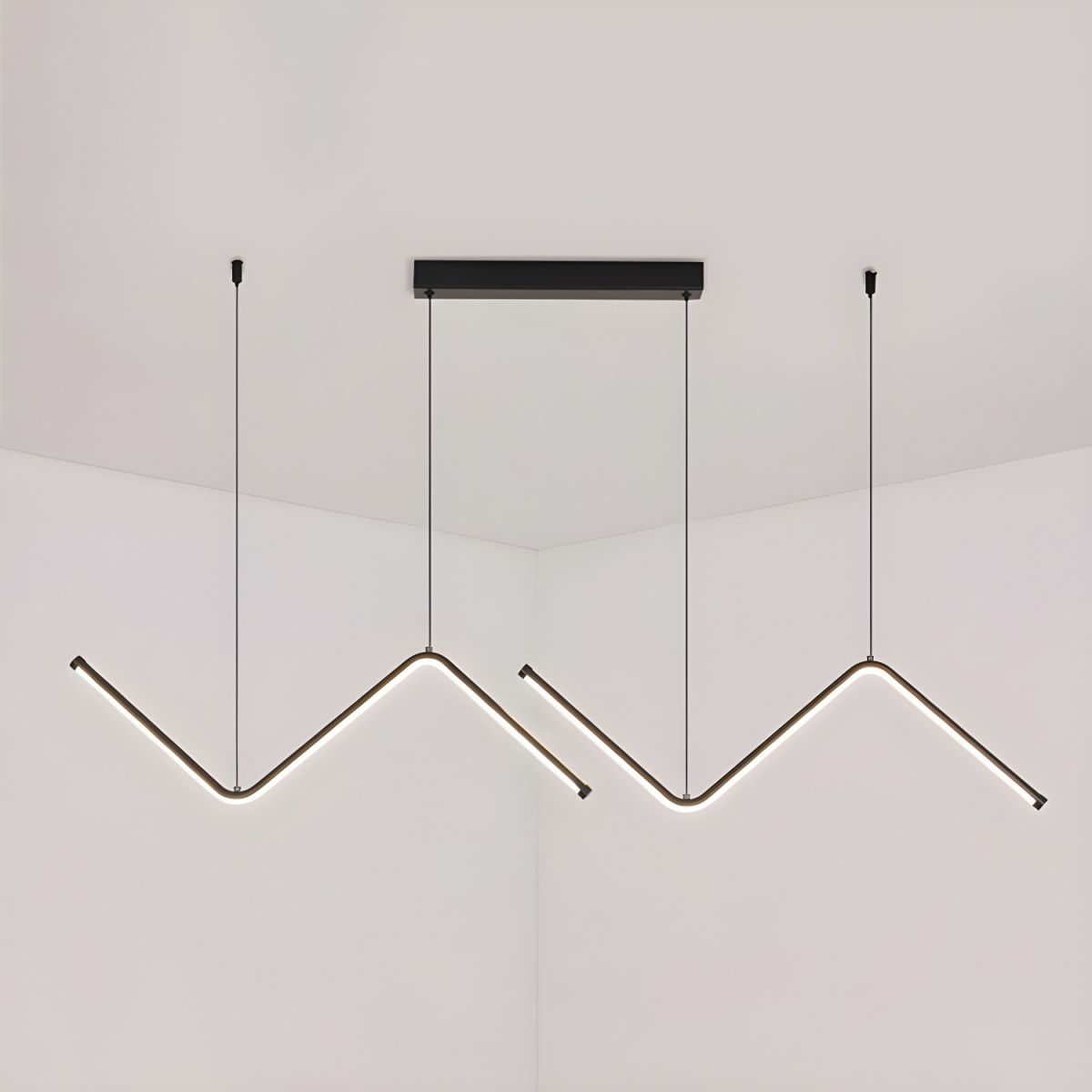 Modern Style Linear Pendant Light Fixtures Metal 2 Lights Led Hanging ...