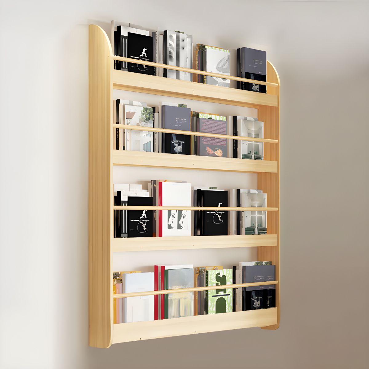 Wood Floating Bookcase Contemporary Style Wall Mounted Book Shelf - 39. ...