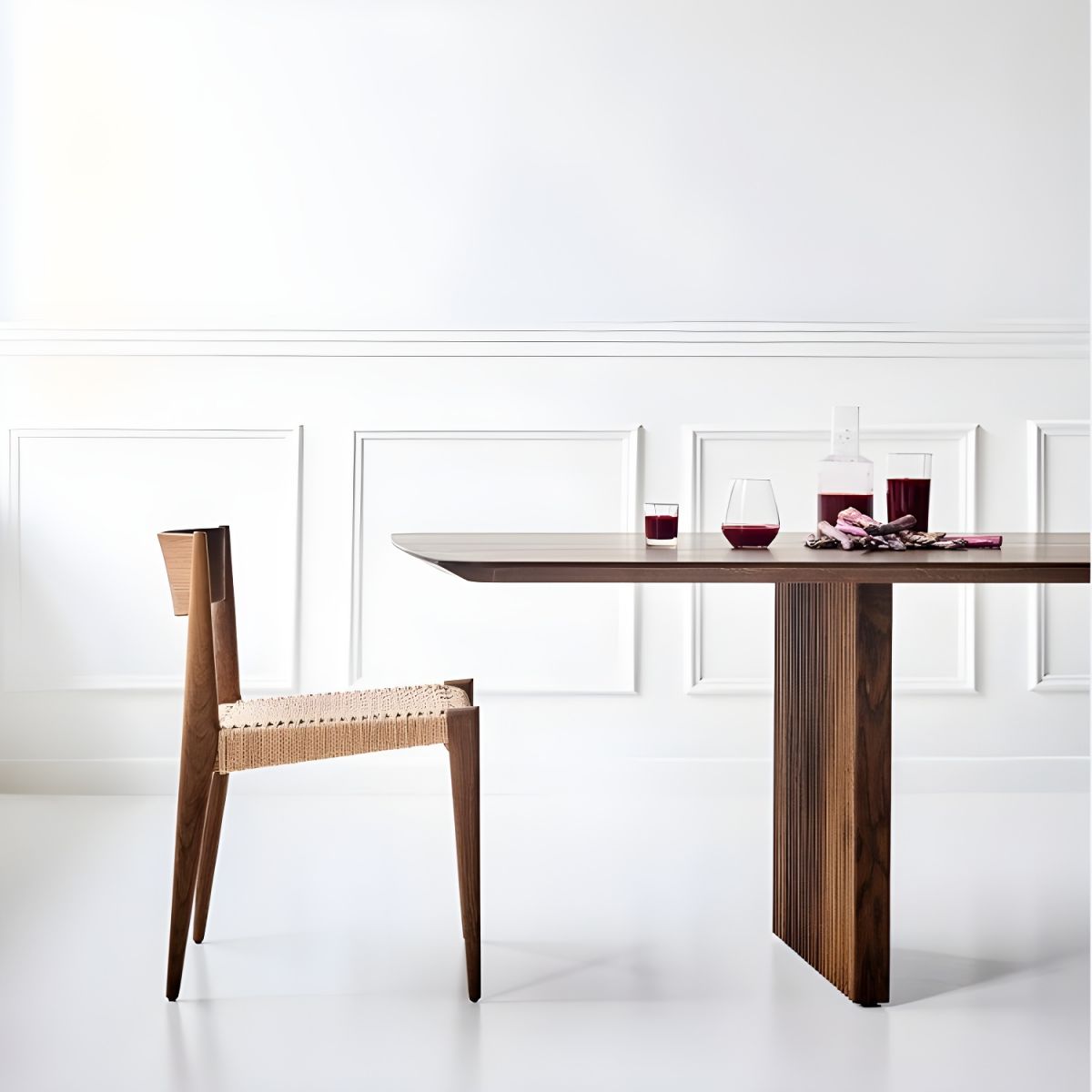 Pine Solid Wood Dining Site Table Modern Rectangle Double Pedestal ...