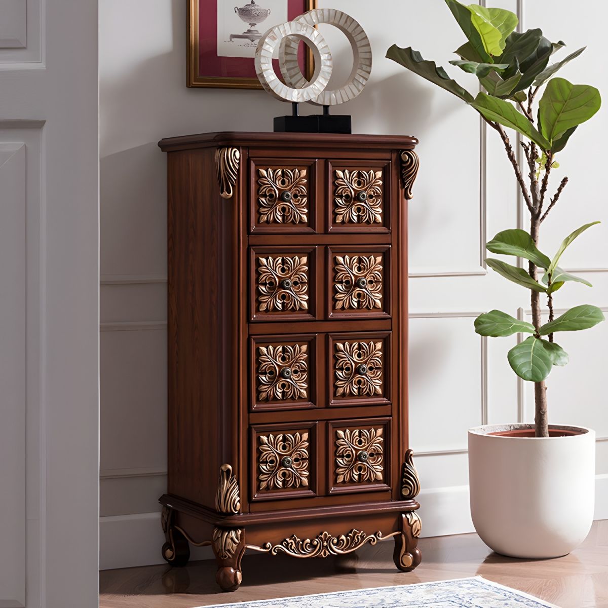American Traditional Style Storage Chest Vertical Wood Dresser with ...