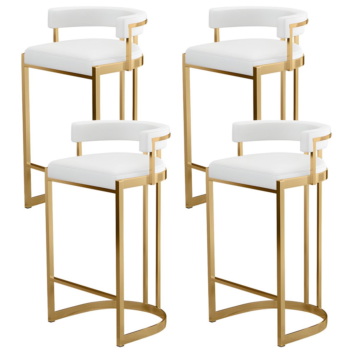 Glam Bucket Bar Stool Upholstered Bar Stool with Gold Metal Base - 4 ...