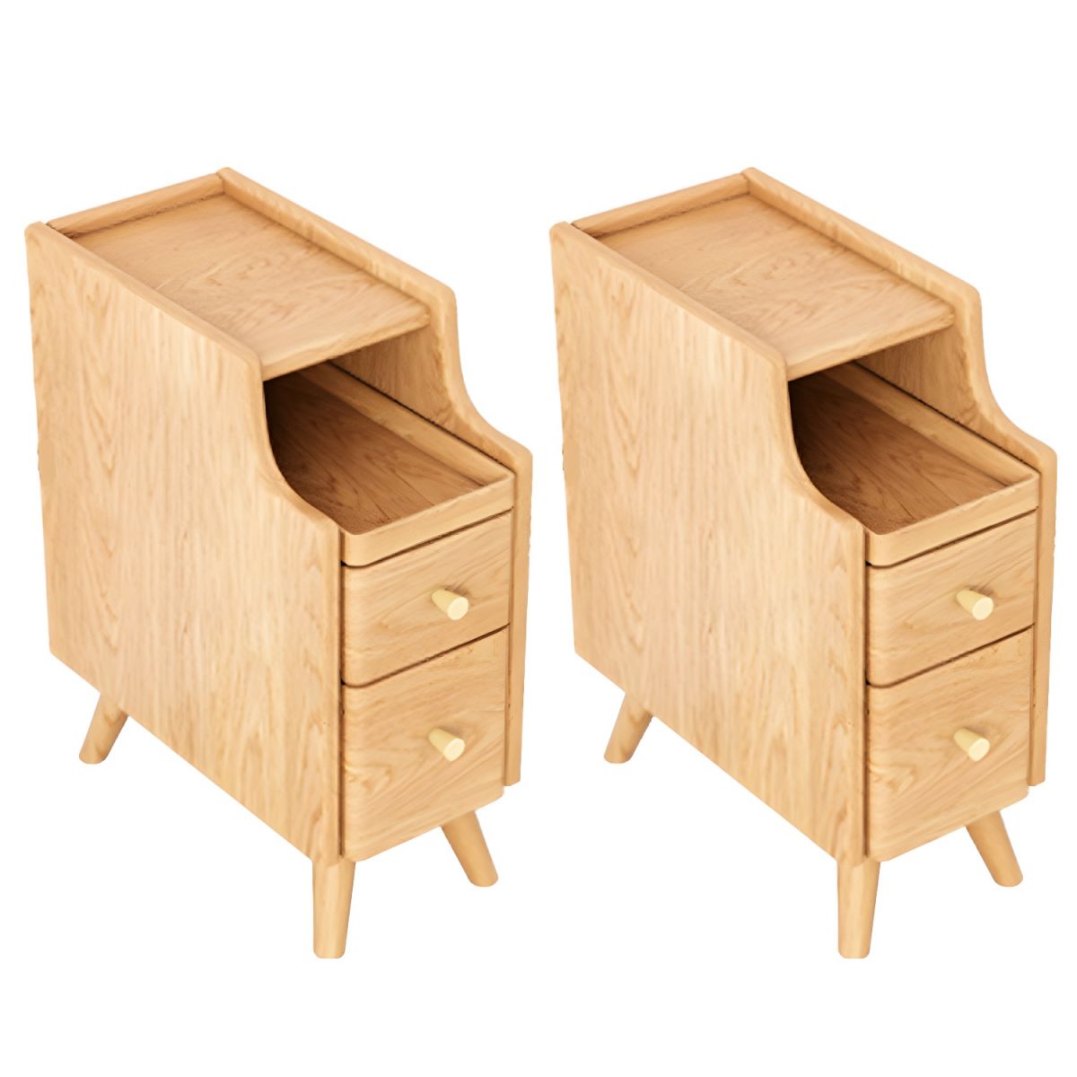 Open Storage Accent Table Nightstand Shelves with Drawers Night Table ...