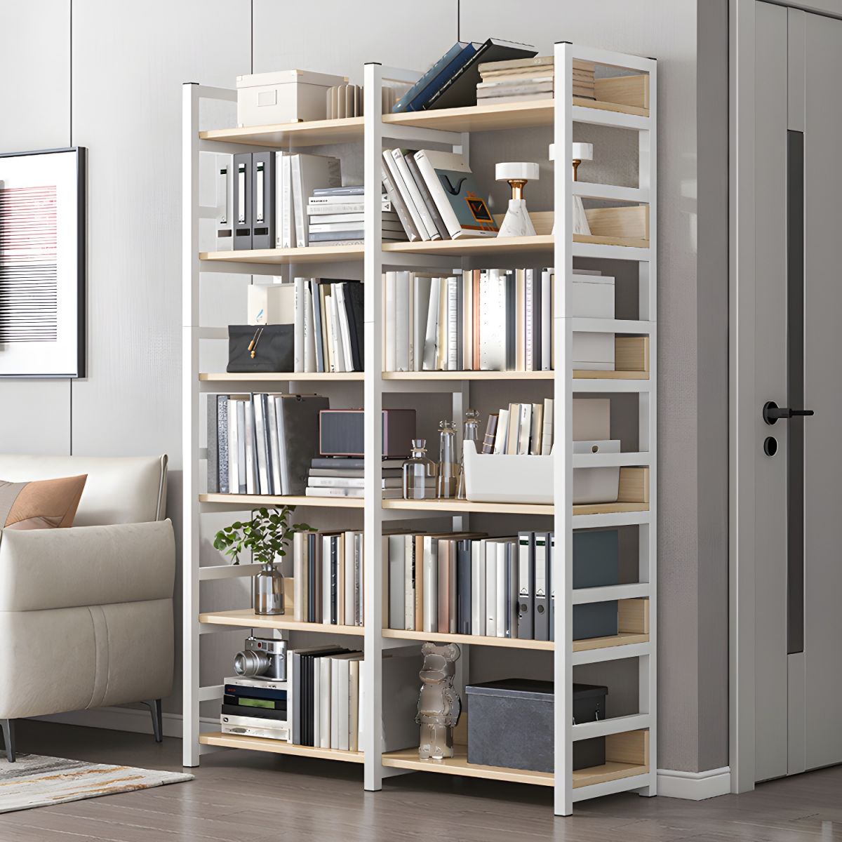 Open Wooden Bookcase Modern Minimalist Home Office Bookshelf Bookcases