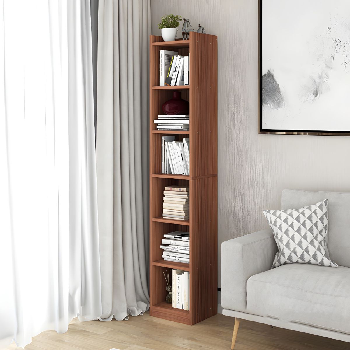Engineer Wooden Bookcase Modern Home Living Room Corner Bookshelf ...