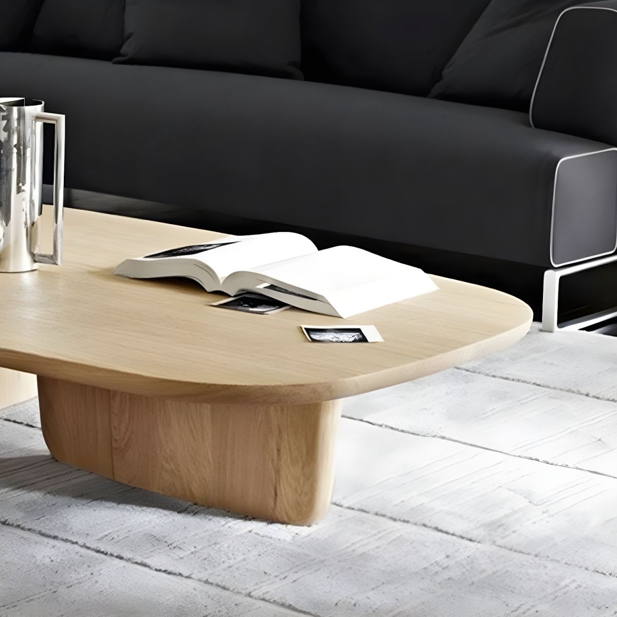 Scandinavian Solid Wood Coffee Table with 2 Legs and Rectangle Top - 39 ...