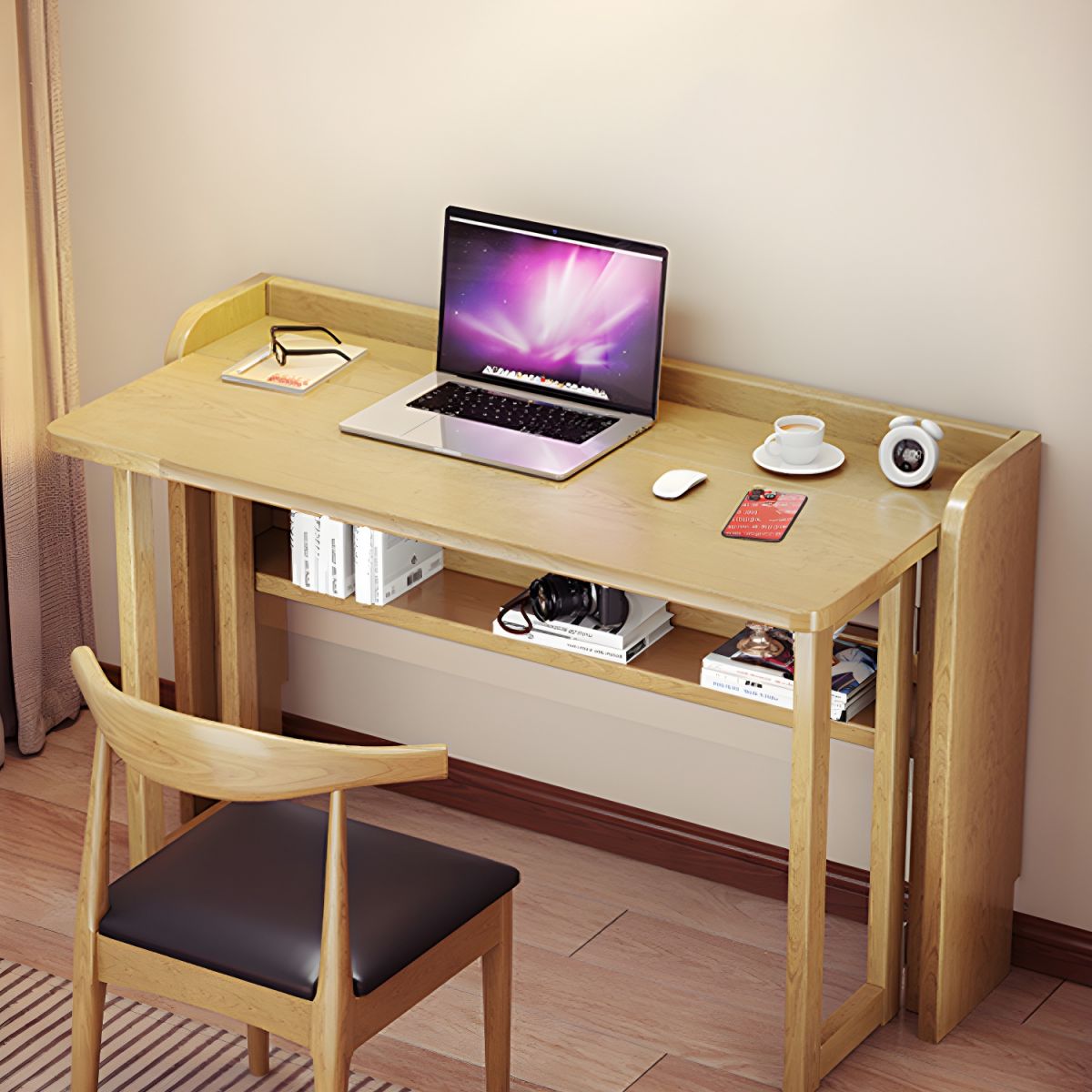 Solid Wood Writing Desk Contemporary Rectangular Folding Desk for ...