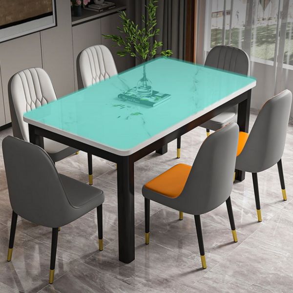 Modern Rectangular Glass Top Dining Table with White and Black 4 Foot 47.2 L x 23.6 W x 29.5 H White Table Only