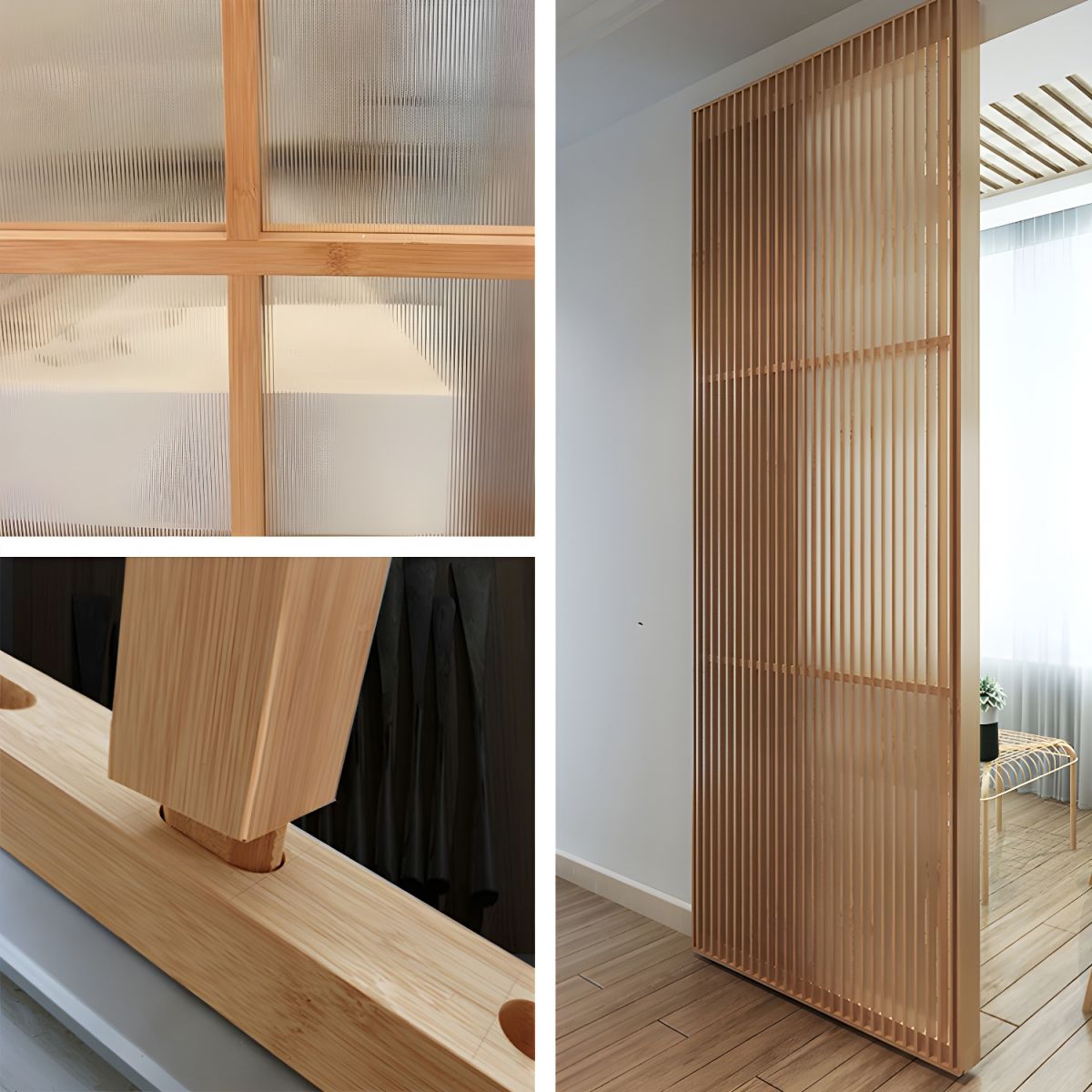 Bamboo Japanese Shoji Sliding Room Divider Screen - 84.6" Tall - Bamboo ...