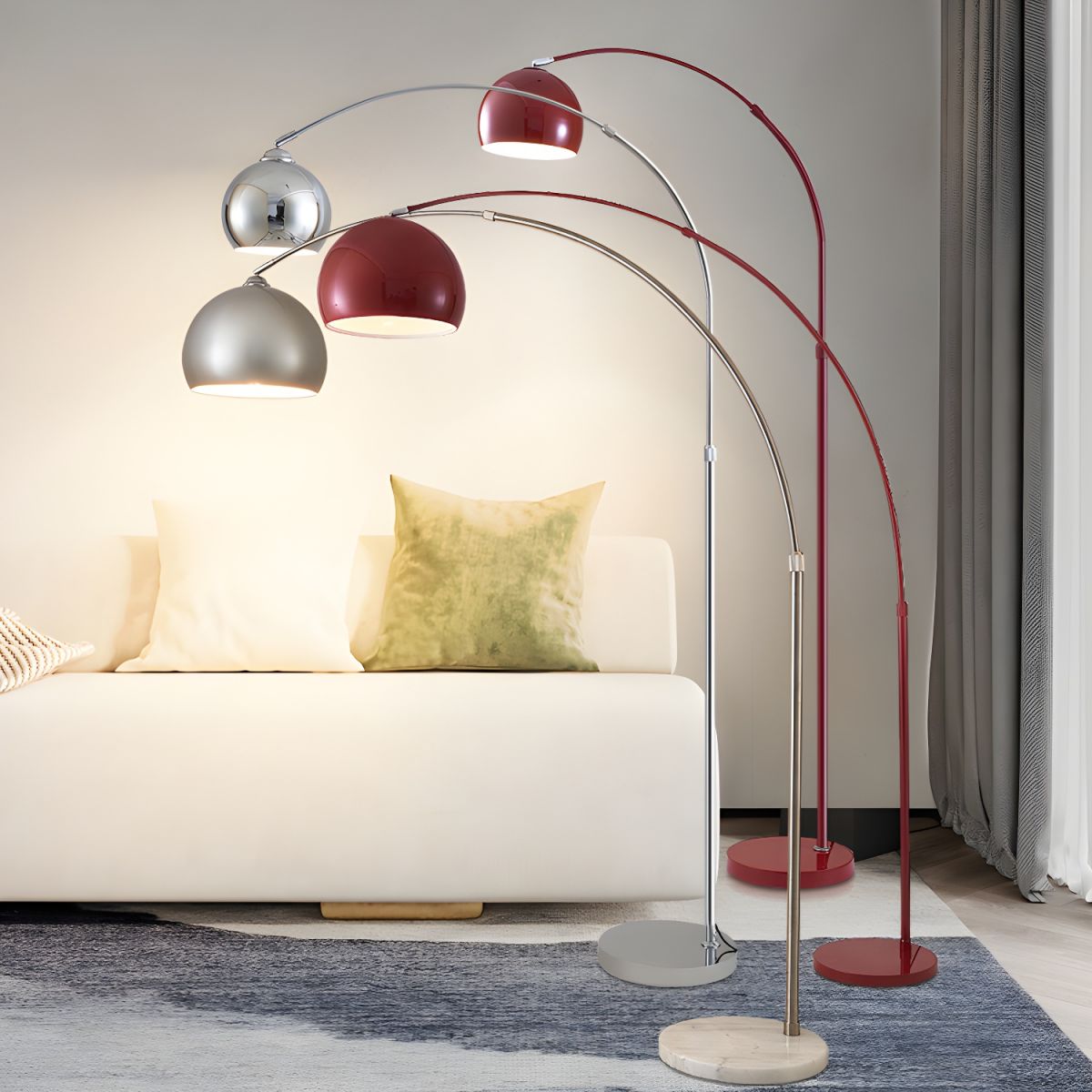 Modern Arc Floor Lamp Adjustable and Aluminum Dome Shade for Bedroom ...