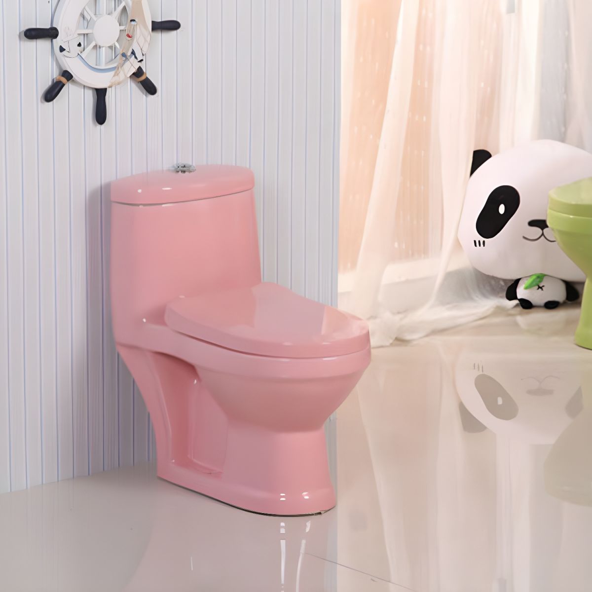 Round Standard Height Ceramic One-Piece Toilet with Included Seat and ...