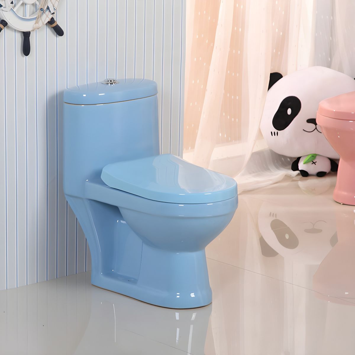 Round Standard Height Ceramic One-Piece Toilet with Included Seat and ...