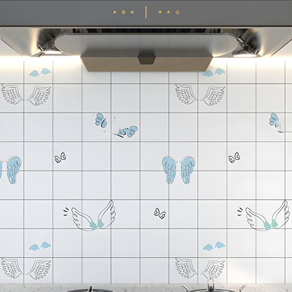 24 x 24 inch Slip Resistant Matte PVC/Vinyl Kitchen Backsplash Tile ...