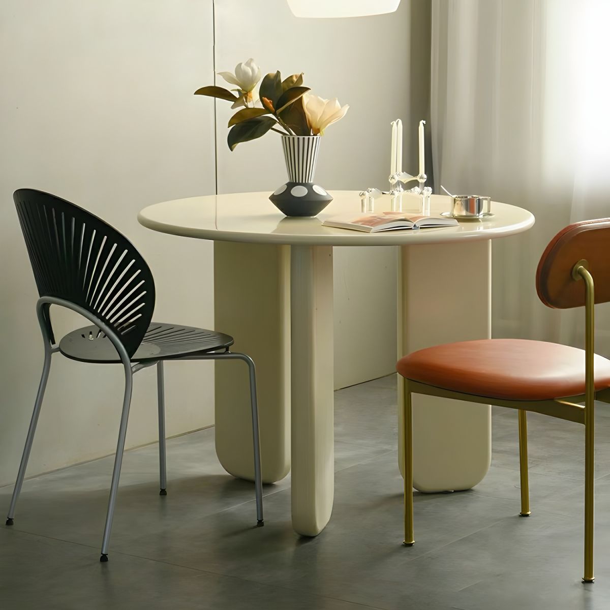 Scandinavian Style Round Dining Table - Wood Top - Standard Height - 27 ...