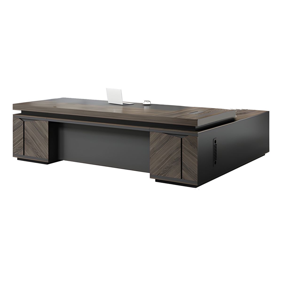 Traditional Brown Executive Desk with Locking Cabinet and Reversible L ...