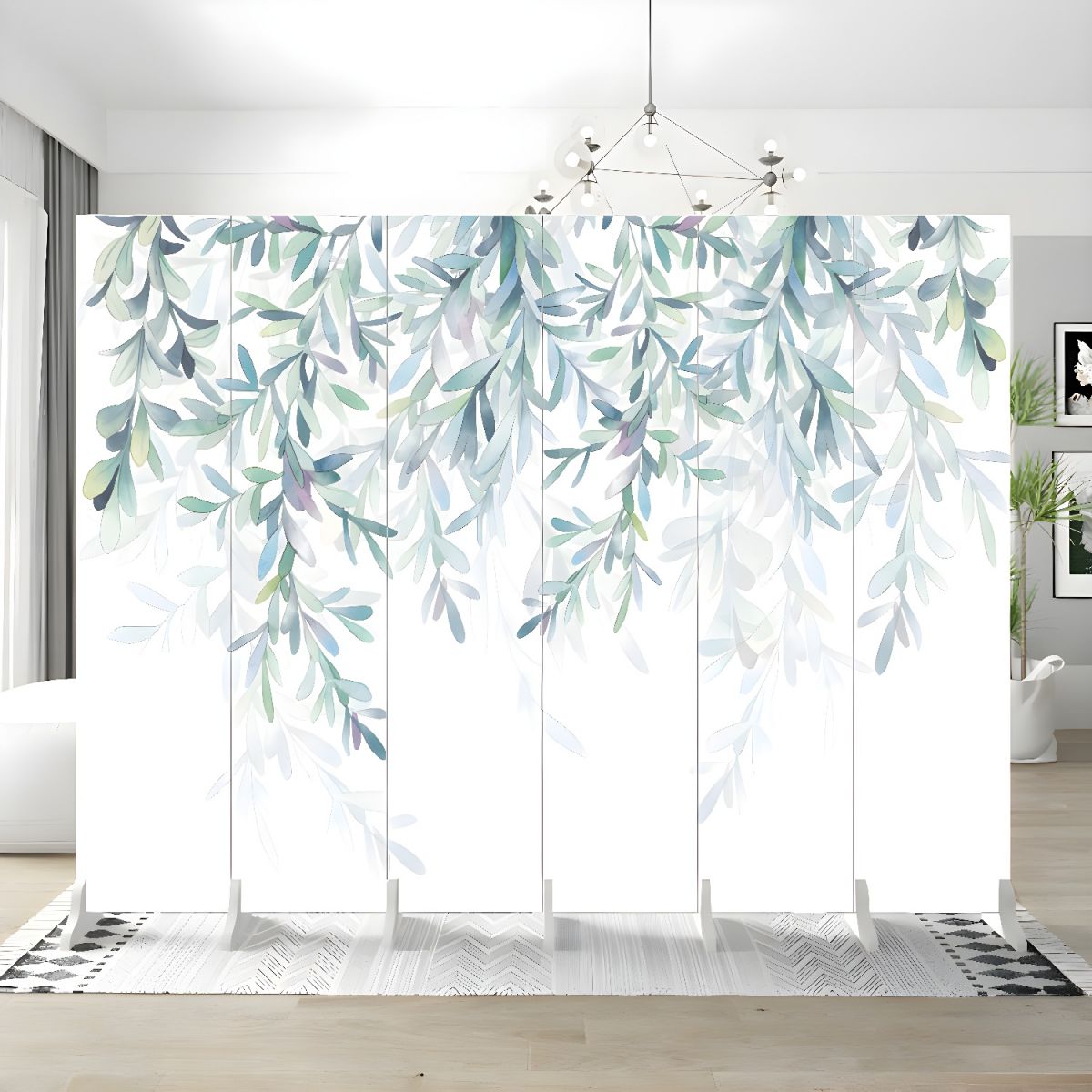 Freestanding Modern 6 Panel Canvas Room Divider - Opaque Light ...