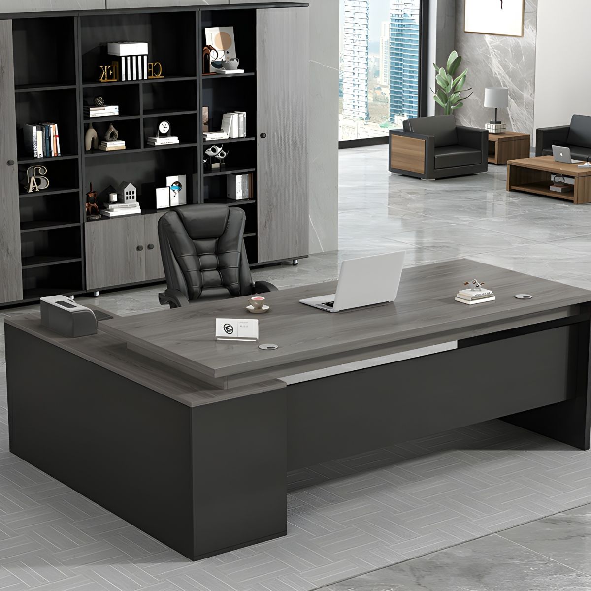 Elegant Executive Desk with Reversible L-Shape Design for Office ...