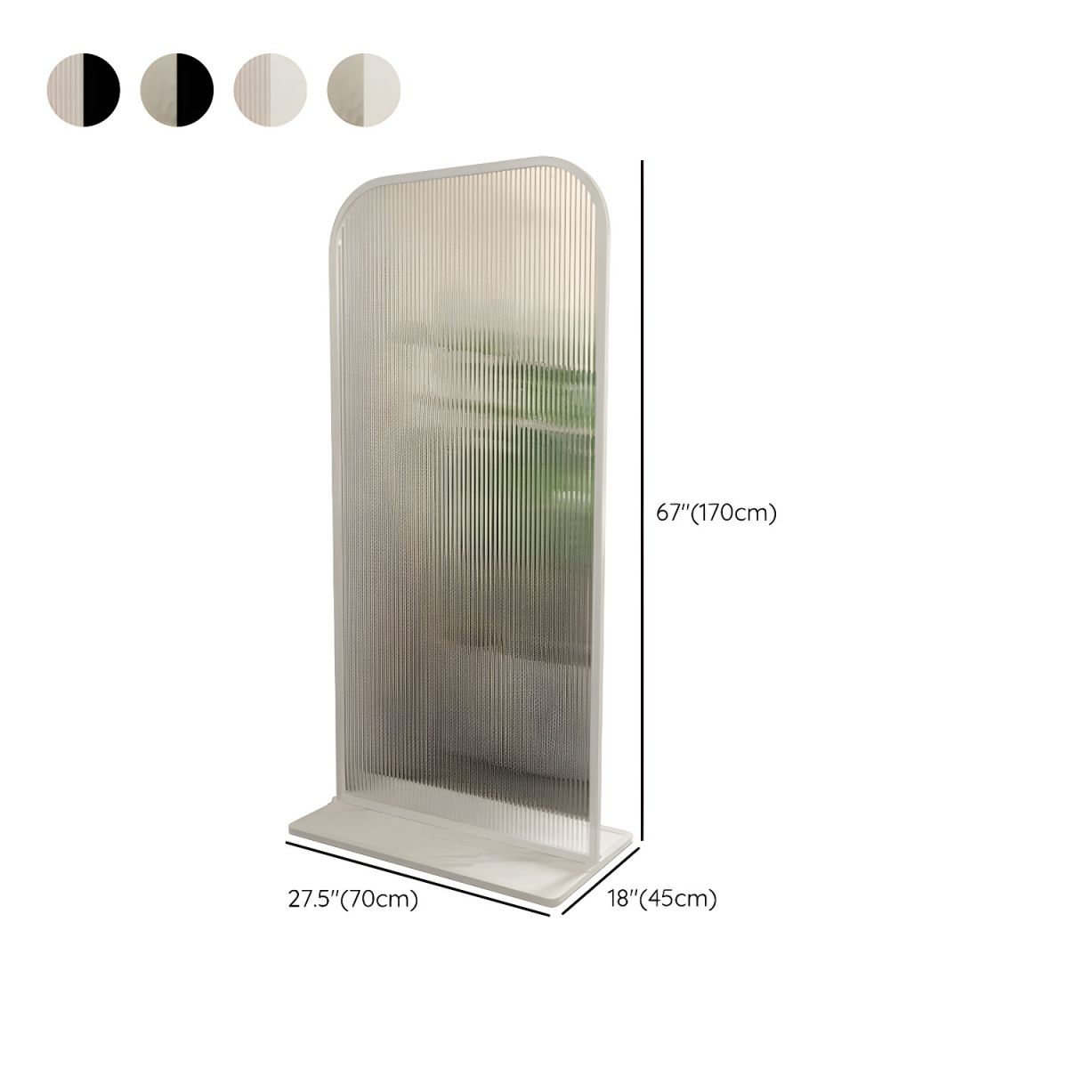 Translucent Glass Room Divider with Metal Frame - Modern Single Panel ...