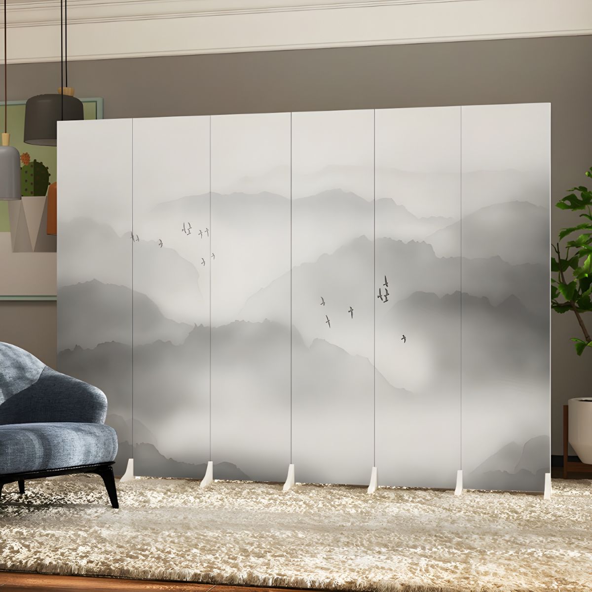 Stylish Modern Wood Folding Privacy Screen Room Divider with Opaque ...