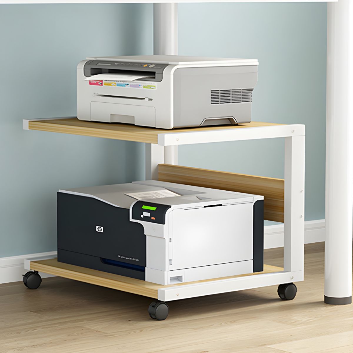 Ultra-Functional Compact Printer Stand with Locking Casters, Wood ...