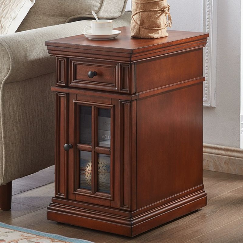 Wooden Rectangular Mid-Century Modern Side Table with Block Base ...