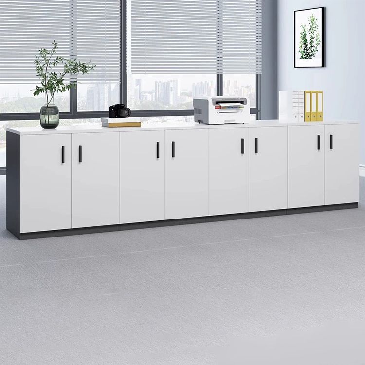 Modern White Wood Office Storage Cabinet with Doors and Scratch ...