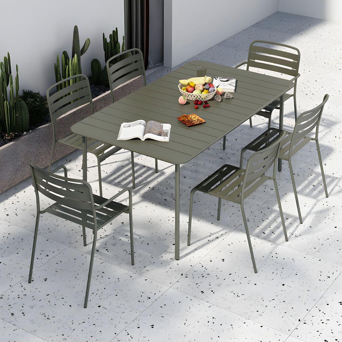 Metal Waterproof Courtyard Dining Table Industrial Style Rust ...