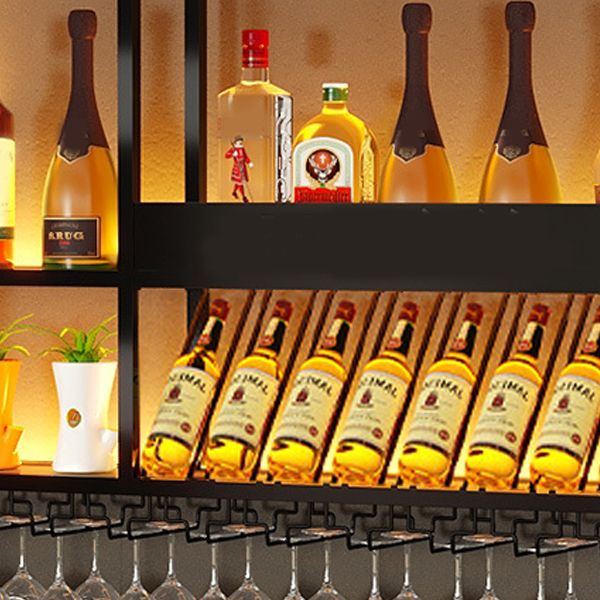 Wall- Mounted Wine Bottle and Glass Rack in Alloy with Bar Glass Holder ...