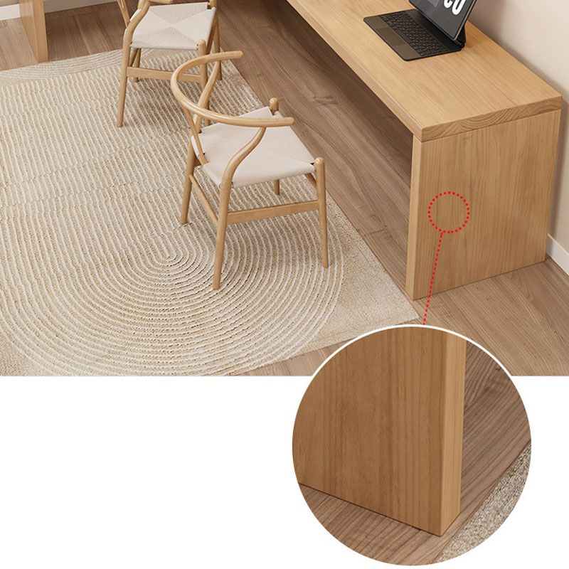 Simplistic L-Shape Work-from-Home Desk in Unfinished Wood with Sled ...