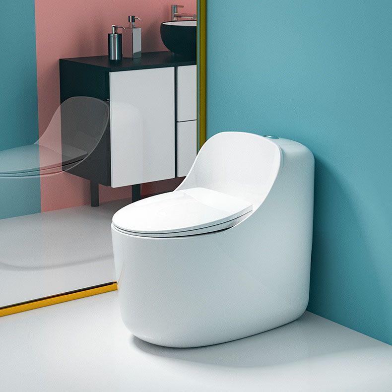 Modish Chalk Elongated Floor Mounted One-Piece Toilet with Plastic Seat ...