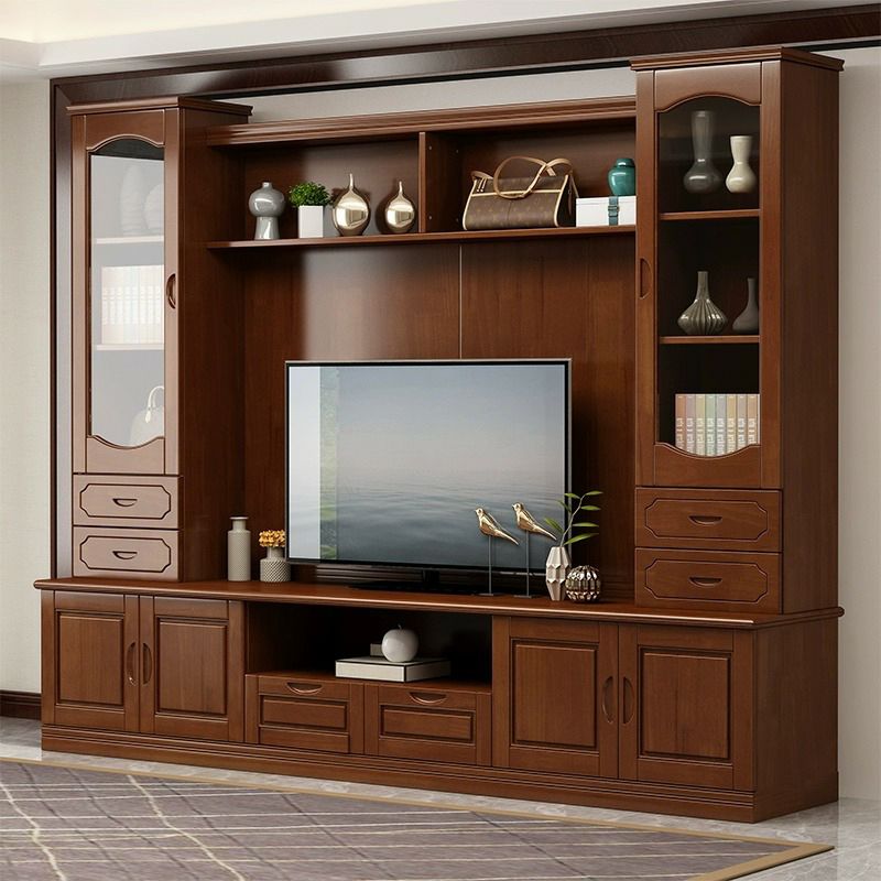 6-Drawer Entertainment Center with Bridge & Hutch, TV Entertainment ...