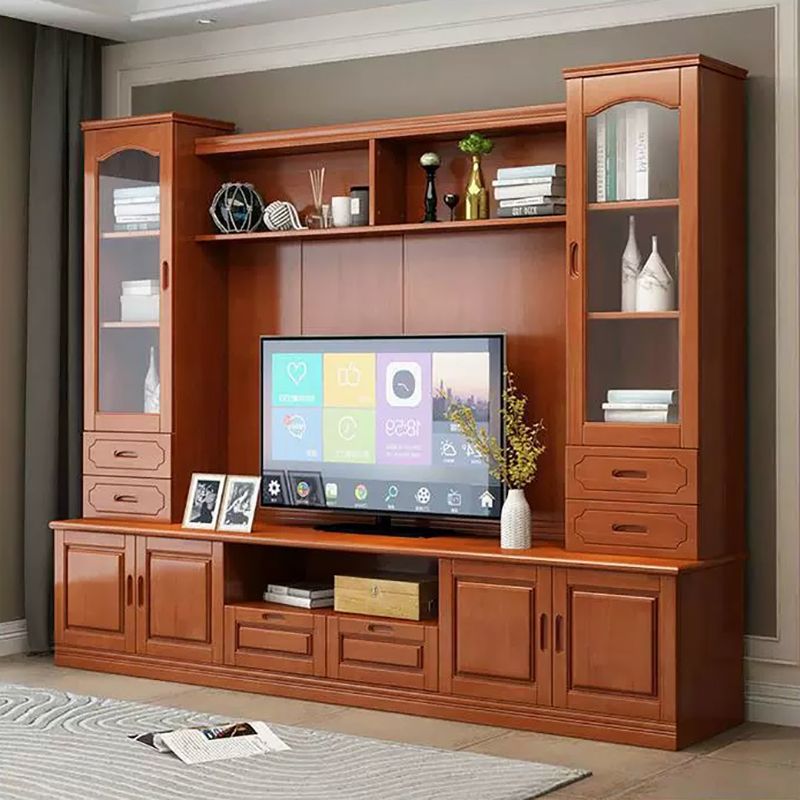 6 Drawers Entertainment Center with Bridge & Hutch, TV Entertainment ...