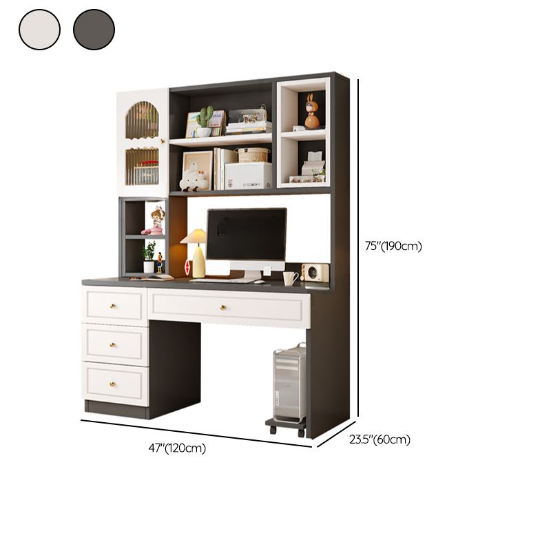 Integrated Storage Desk with Bookcase, Soft-Close Drawers, Side Shelf ...