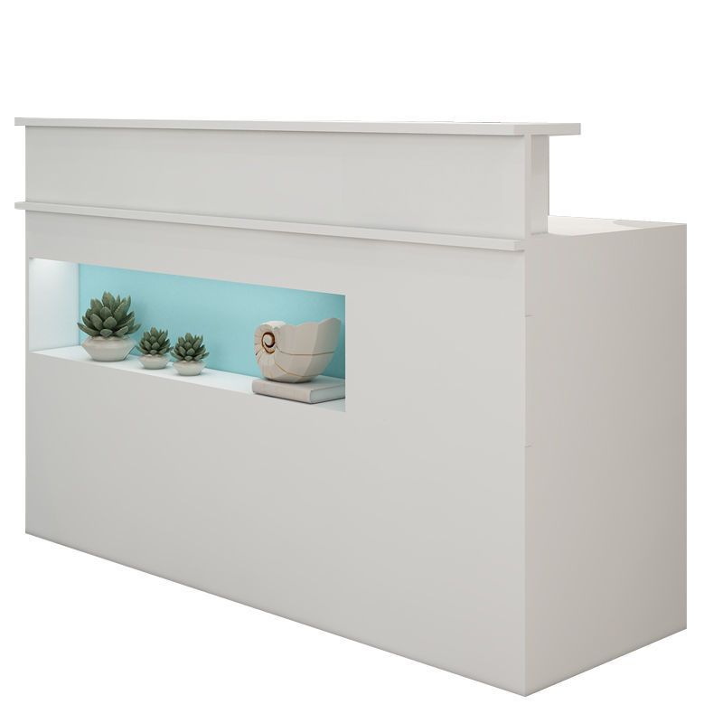 Rectangular Reception Desk with Hutch, Filing Cabinet, Locker, Cable ...