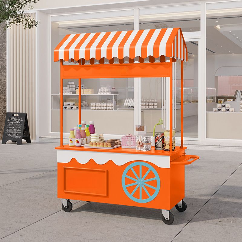 Casual Metal Rectangle Portable Counter with Open Storage, Metallic ...