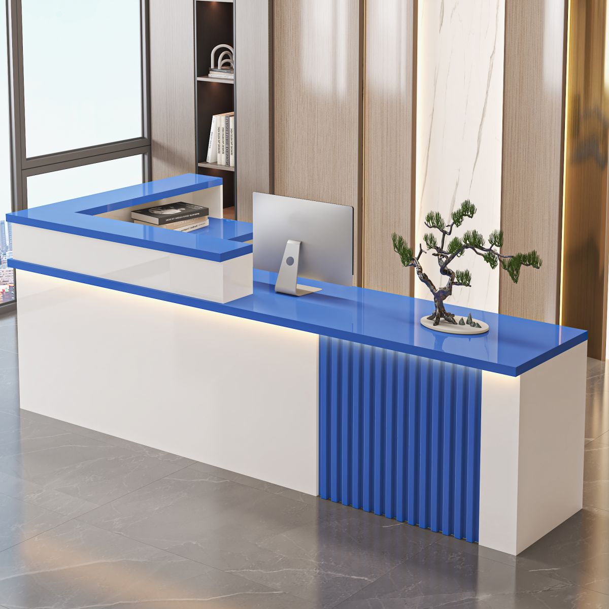 Rainproof L-Shape Reception Desk with Unfinished Back, Desk Return ...