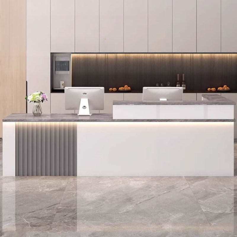 Hydrophobic L-Shape Reception Desk with Unfinished Back, Desk Return ...