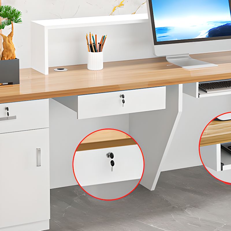 Reception Desk with 1 Cabinet, Hutch, Keyboard Tray, Cable Management ...
