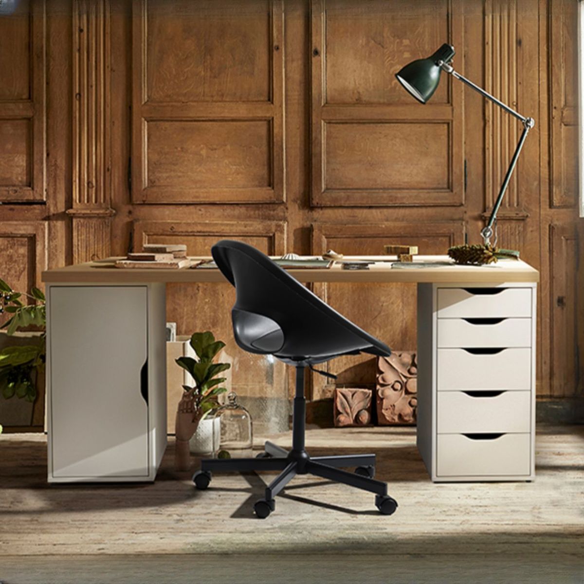 Modern Rectangular Lumber White Executive Desk with Drawer, Cream, 55"L ...