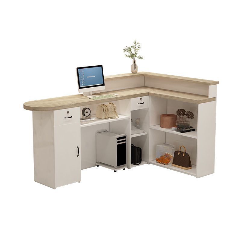 L-Shape Desk with Desk Return, Unfinished Top Color, 1 Cabinet, Locking ...