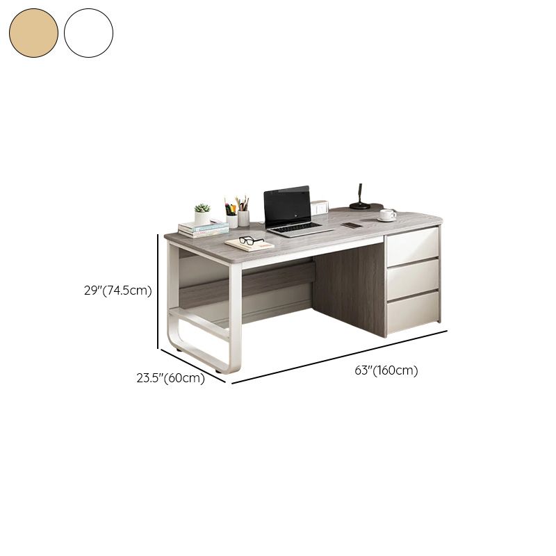 Wood Rectangle Work Desk with Side Storage and Cable Management Office ...