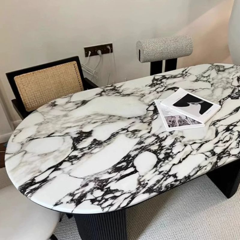 Oblong Marble Slab Dining Table with Multiple Colour Top, 55.1"L x 27.6 ...